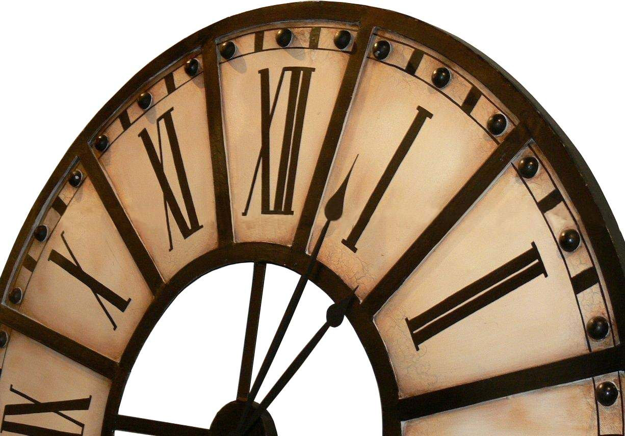 Antique Style Cream Gold Wall Clock 45" Train Station Round Oversize ...