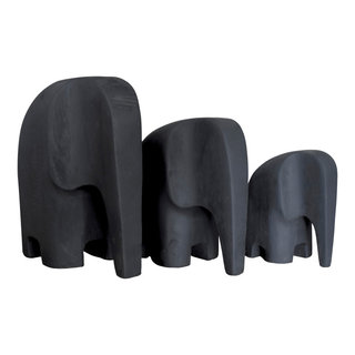 Stampede Hand Carved Mango Wood Table Top Statues Finished, Set of 3 ...