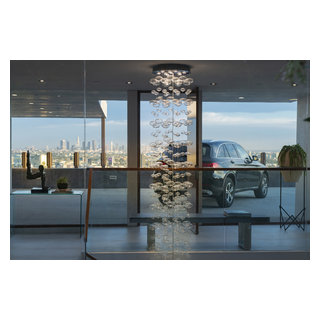 Los Tilos Hollywood Hills modern home rooftop entry & carport with ...