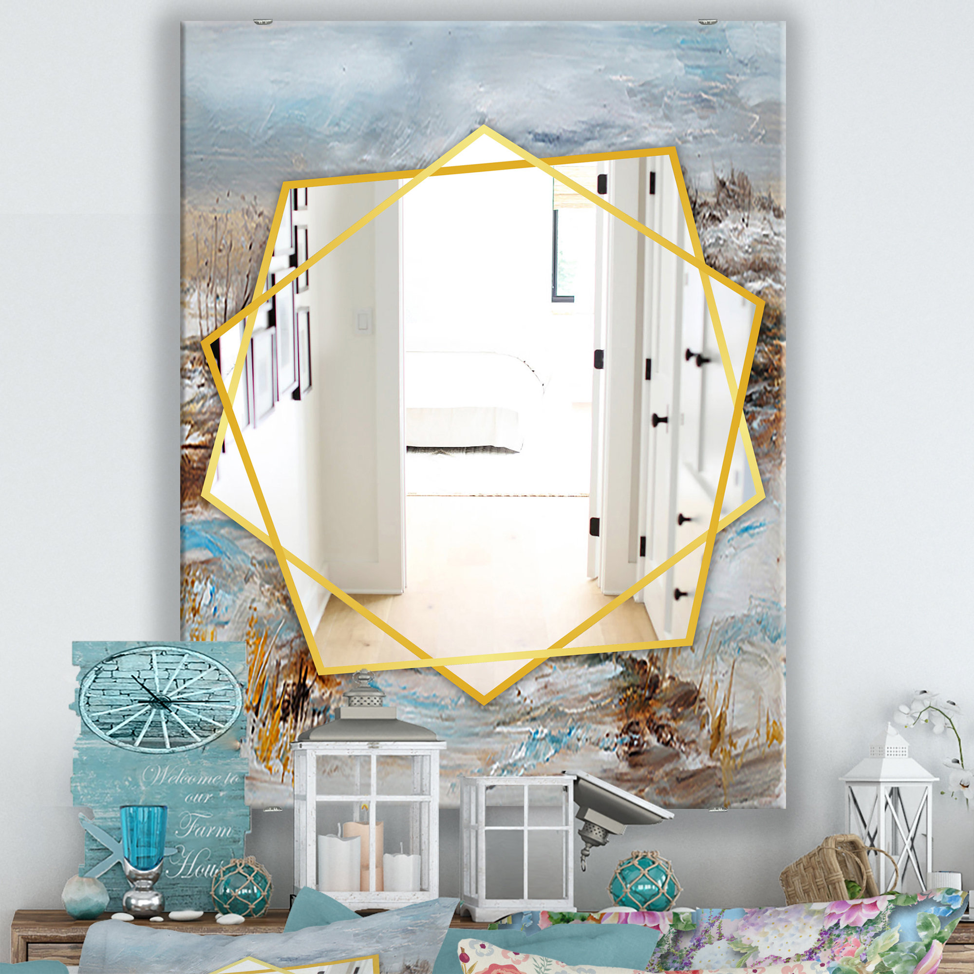 Designart Winter Seasonwith Trees Traditional Frameless Wall Mirror ...