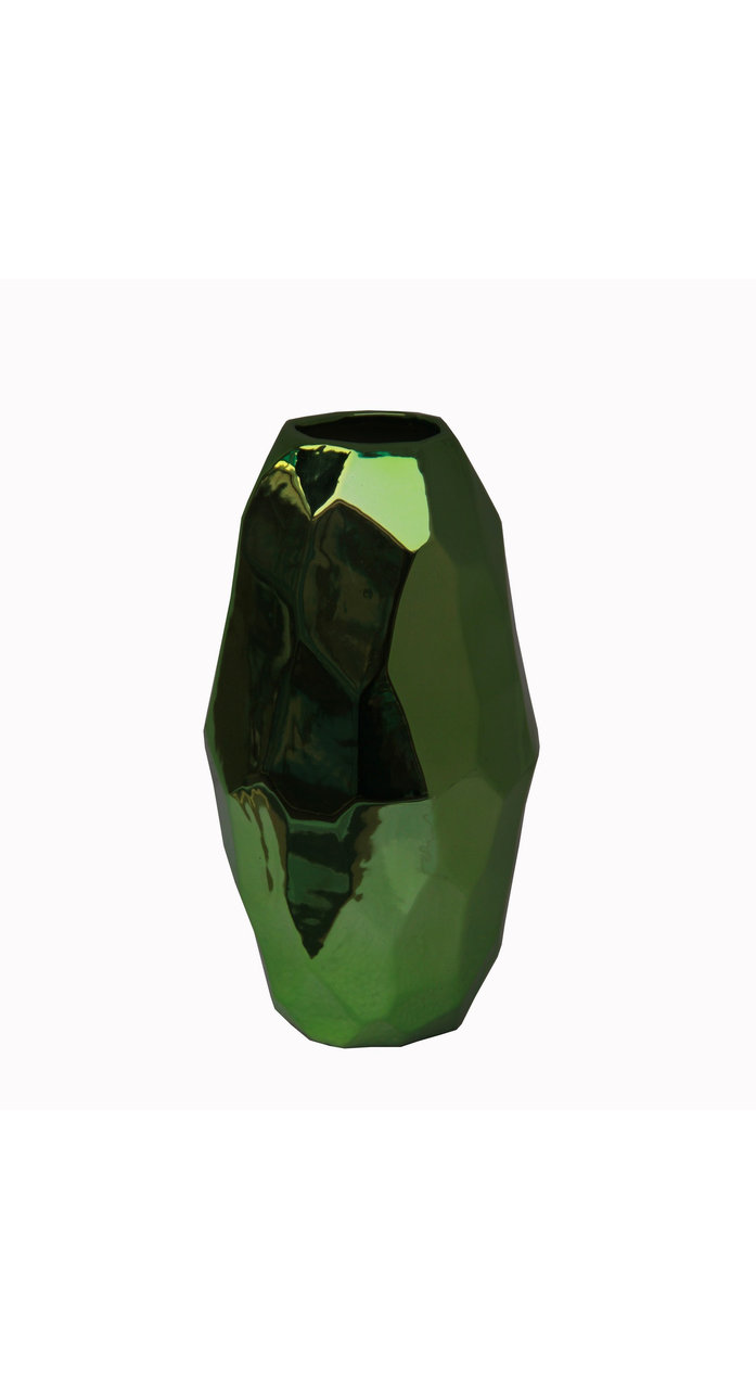 Privilege International Metallic Green Ceramic Vase, Small ...