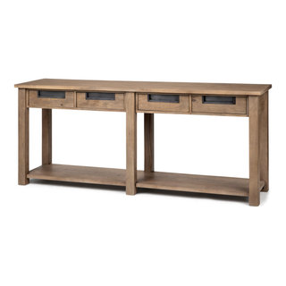 Harrelson III Medium Brown Solid Wood 4 Drawer Console Table ...
