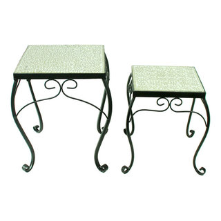 Contemporary 2Piece Mosaic Planter Stand, Clear - Mediterranean - Plant ...