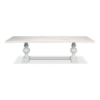 Rectangular Trestle Dining Table Seats 8 Cortina White - Traditional ...