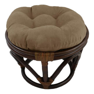 18-inch Round Solid Microsuede Tufted Footstool Cushion - Contemporary ...