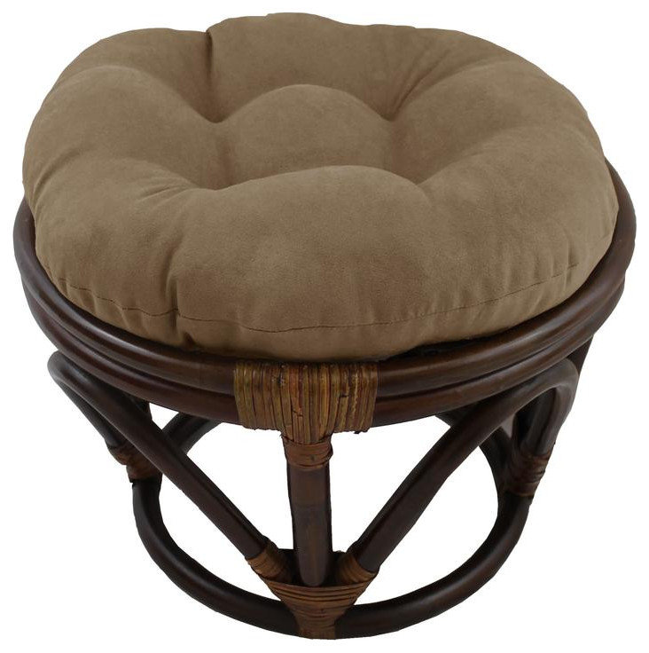 18-inch Round Solid Microsuede Tufted Footstool Cushion - Contemporary ...