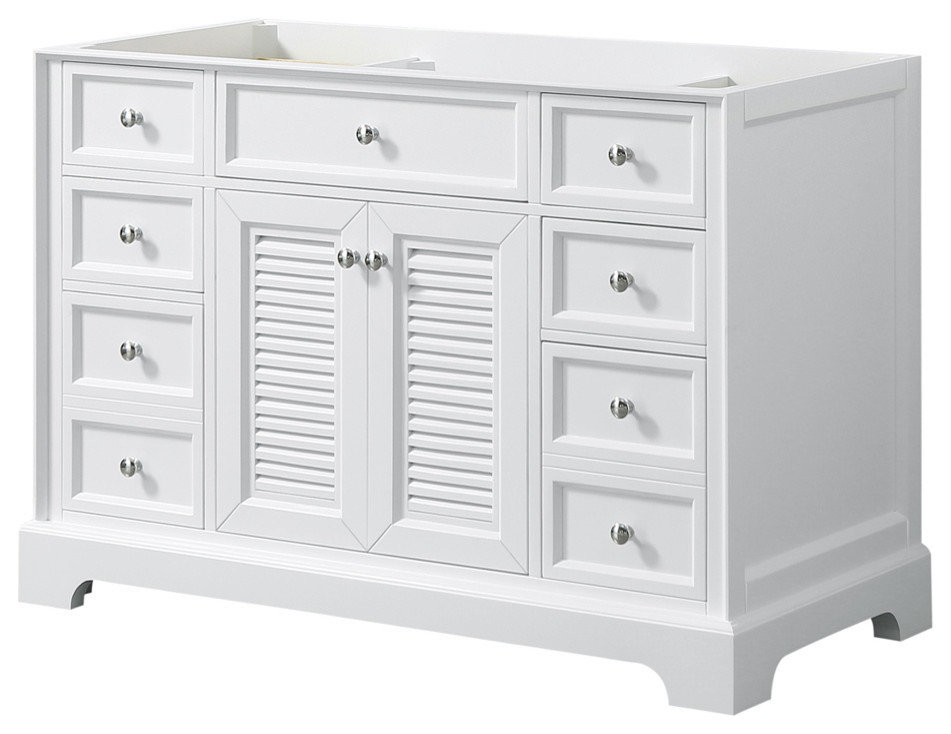 Tamara 48" White Single Vanity, No Top, No Sink, No Mirror ...