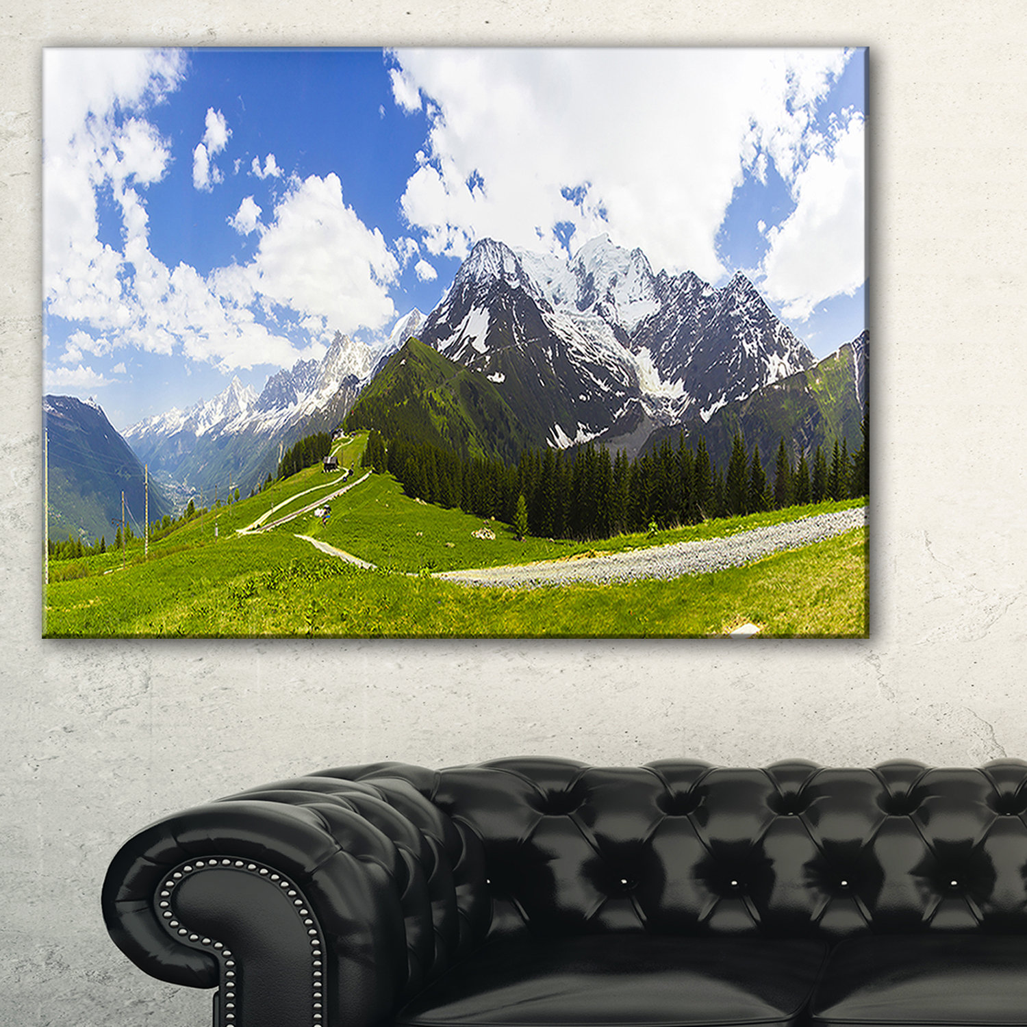 "Valley in French Alps Panorama" Landscape Artwork Canvas, 60"x28 ...