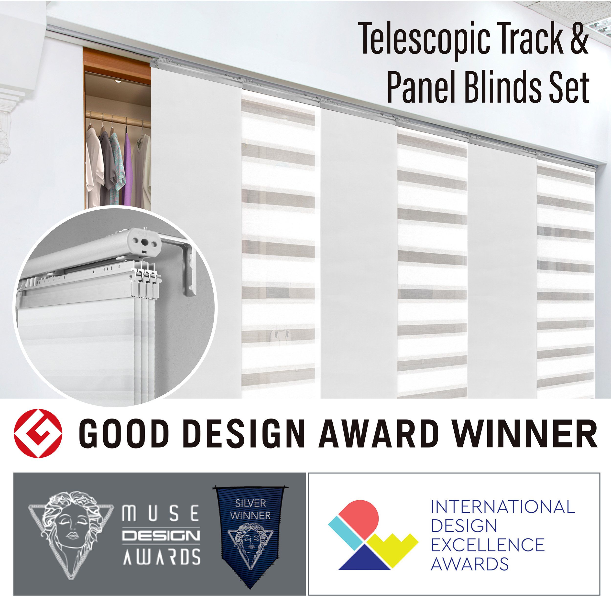 Estelle 7-Panel Track Extendable Vertical Blinds 110-153"W, 91.4" H ...