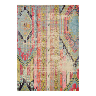 Multicolor Blue Geometric Area Rug with Unique Power Loomed Design, 7'1 ...