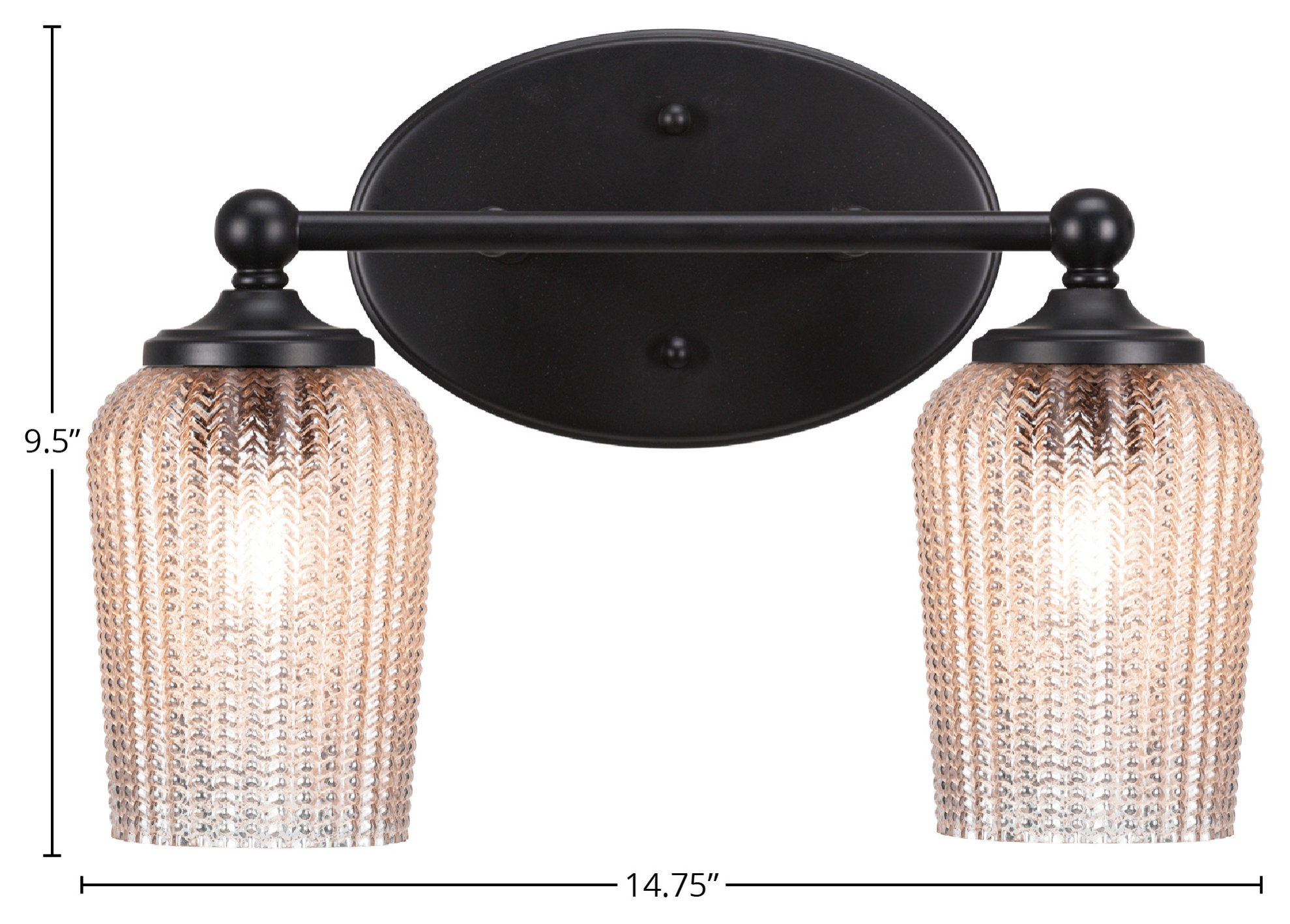 Capri 2-Light Bath Bar, Matte Black/Silver Textured - Transitional ...