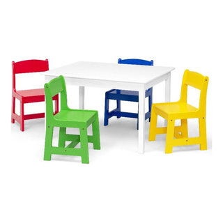 Delta Children MySize Wood/Metal Table with 4 Chairs in Bianca White ...