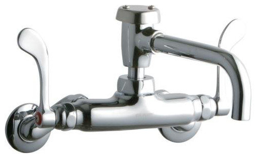 Elkay 6 1/2" Vented Spout 2-Handle Wall Mount Commercial Faucet ...