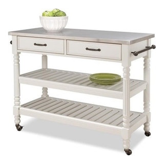 Homestyles General Line Wood Kitchen Cart in Off White - Traditional ...