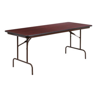 6-Foot Mahogany Melamine Laminate Folding Banquet Table - Contemporary ...