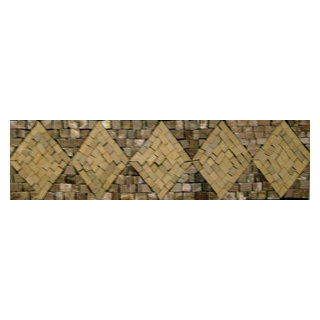 Geometrical Marble Mosaic Listellos, 12" x 4" - Contemporary - Accent ...