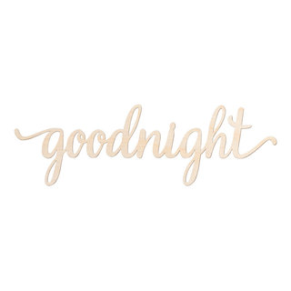 Goodnight Script Word Wood Sign, 12"x3.5" - Contemporary - Novelty ...