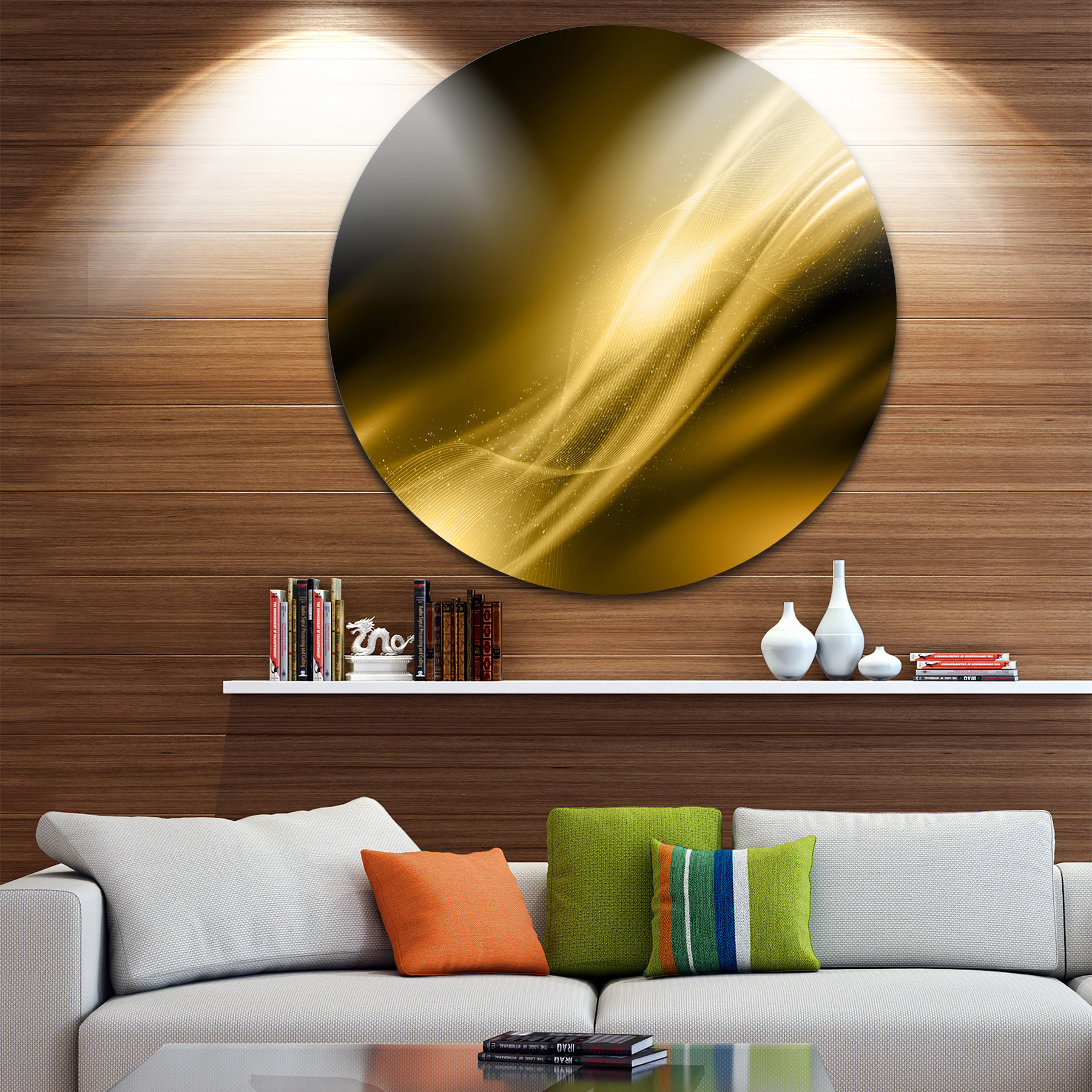 Sparkle Gold Texture Pattern, Abstract Round Metal Wall Art, Disc of 11 ...