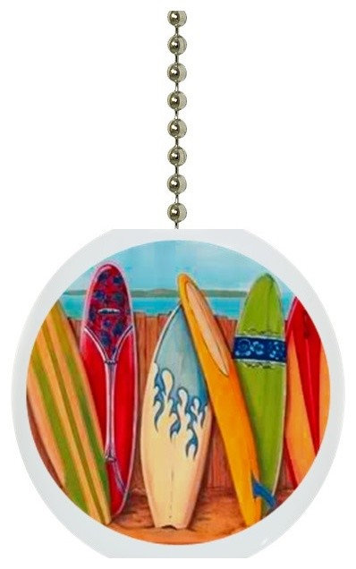 Surfboards Blue Flames Ceiling Fan Pull - Beach Style - Ceiling Fan ...