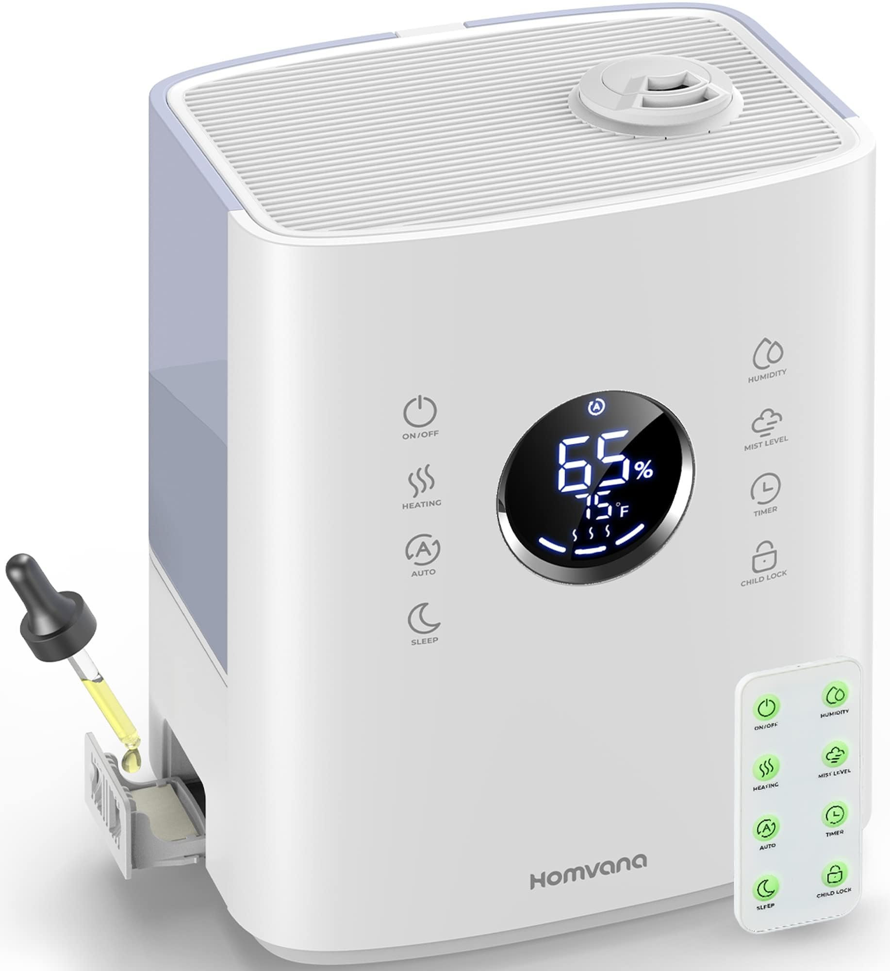 Humidifiers for Bedroom Large Room, 6.5L Top-Fill Warm & Cool 360 ...