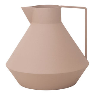 Decorative Textured Metal Pitcher with Handle, Matte Beige ...