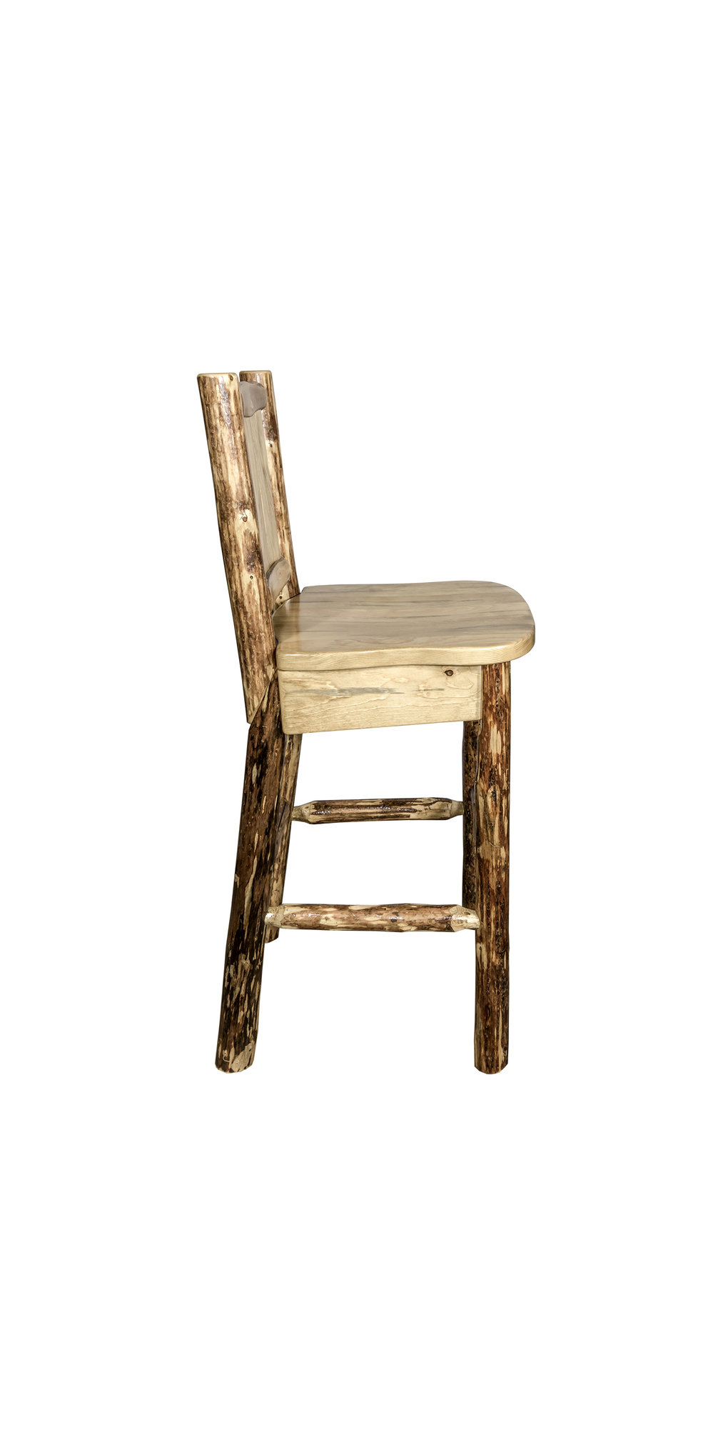 Montana Log Collection Wood Barstool In Stain And Lacquer ...