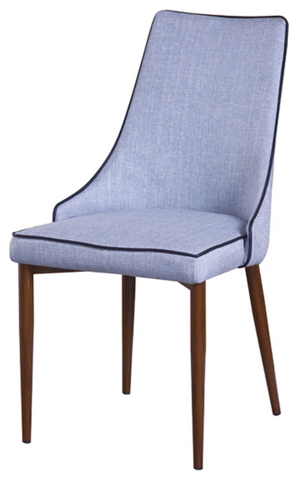 Fabric Upholstered Dining Chair with Piped Details and Angular Legs ...
