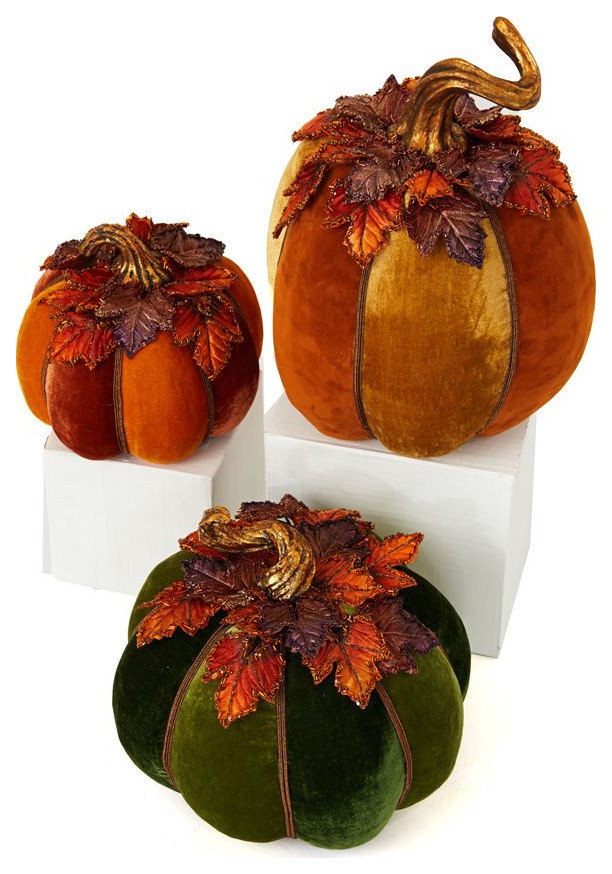 Katherine's Collection 2022 Harvest Paper Mache Pumpkins Figurine, Set ...