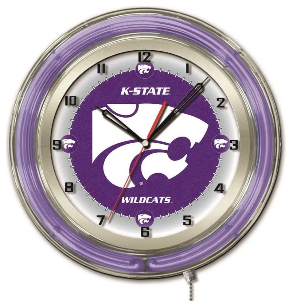 Kansas State 19" Neon Clock - Contemporary - Wall Clocks - by Holland ...