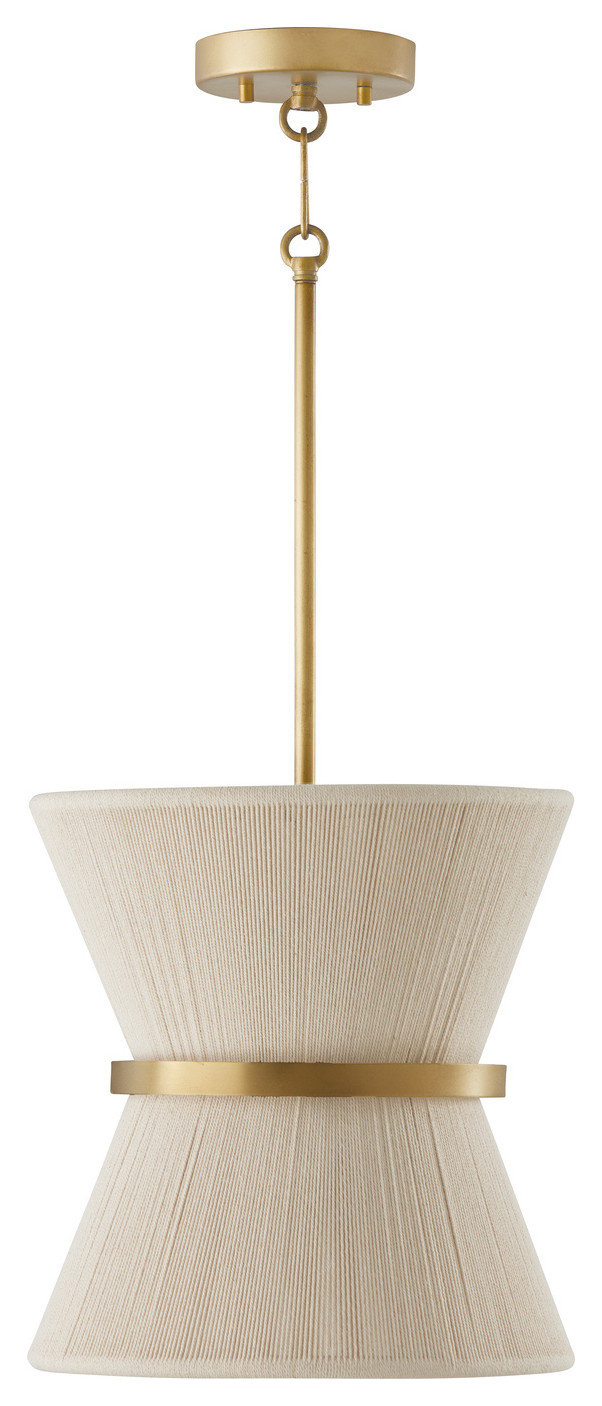 Cecilia One Light Pendant, Bleached Natural Rope and Patinaed Brass ...