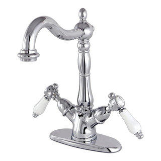 Vintage Centerset Bathroom Faucet, Porcelain Lever Handles ...