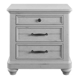Malta Oyster Shell 3-Drawer Nightstand With Usb - Beach Style ...