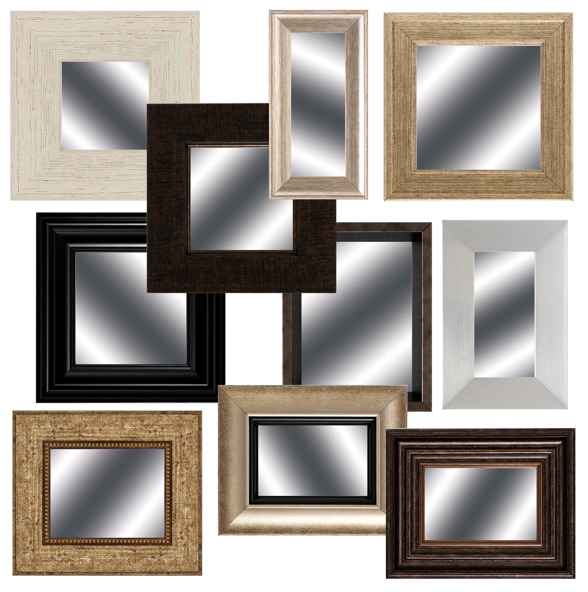 HomeRoots Set of 10 Mismatched Mirrors Wall Art - Traditional - Wall ...
