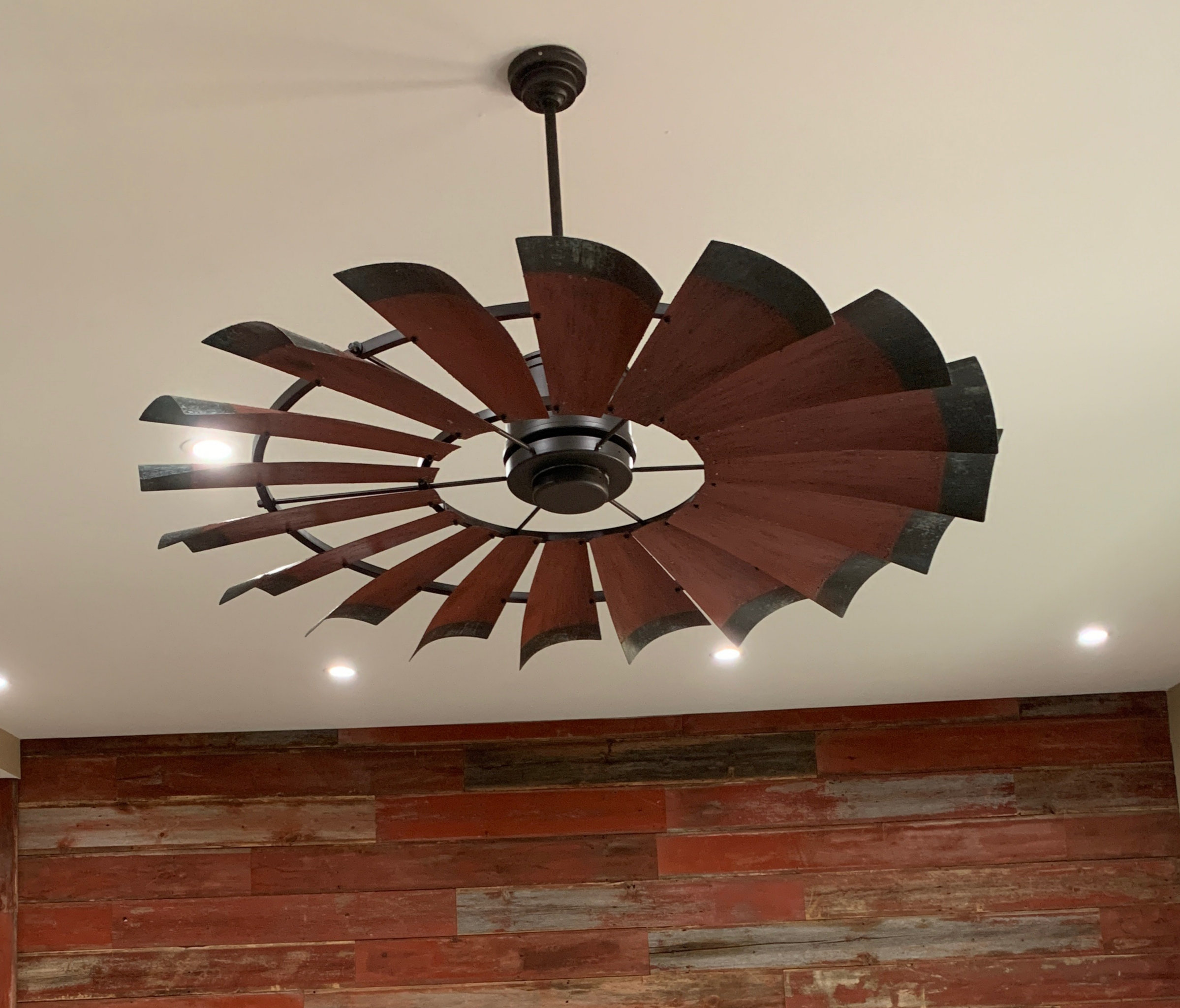 46 Inch Weathered Barn Red Finish with Patina Bronze Tips Windmill ...