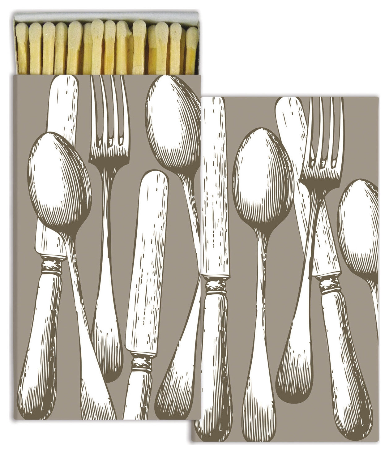 Homart Long Decorative Matches in Silverware Box - Contemporary ...