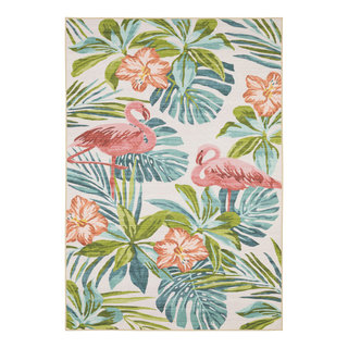 Florida Flamingos Pink/Blue Indoor-Outdoor Washable Rug, 2' x 3 ...