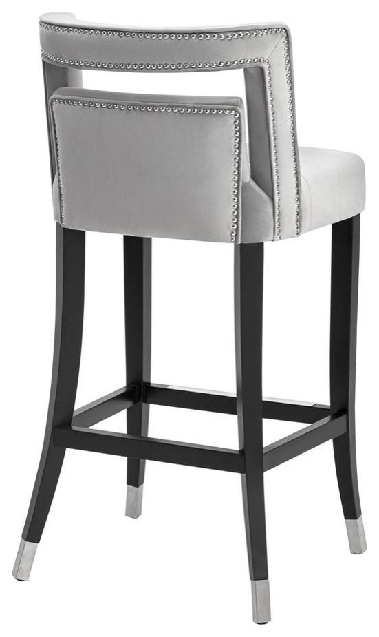 Hart Gray Velvet Counter Stool - Transitional - Bar Stools And Counter ...