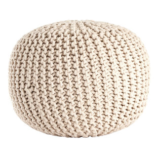 Cotton Pouf With Twisted Rope Design - Scandinavian - Floor Pillows And Poufs - by Saro ...