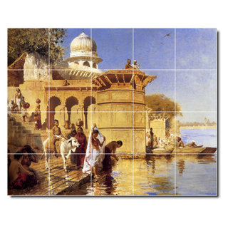 Edwin Weeks Waterfront Painting Ceramic Tile Mural #151, 60" Wide x 48 ...