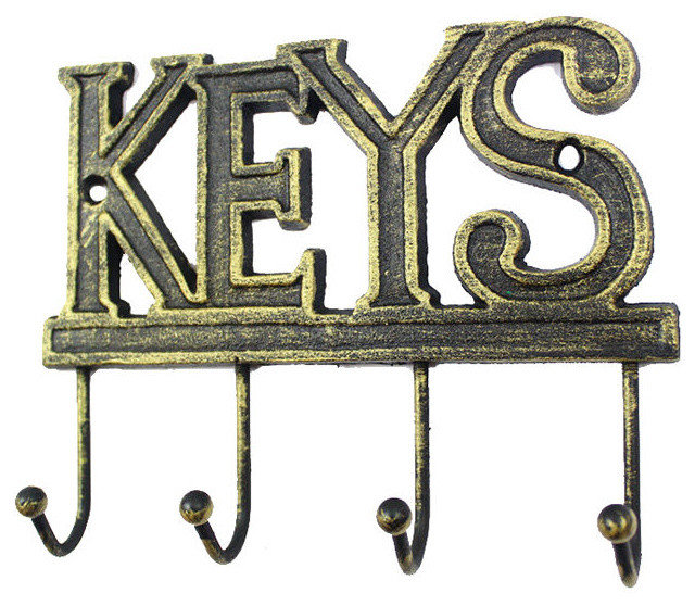 Rustic Gold Cast Iron Keys Hooks 8" - Rustic - Wall Hooks - by ...