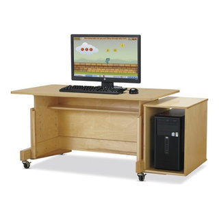 Apollo Single Computer Desk, Maple Top - Contemporary - Desks And ...