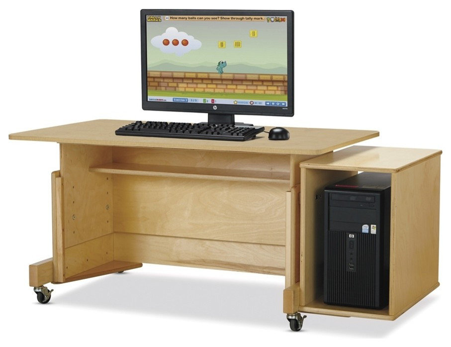 Apollo Single Computer Desk, Maple Top - Contemporary - Desks And ...