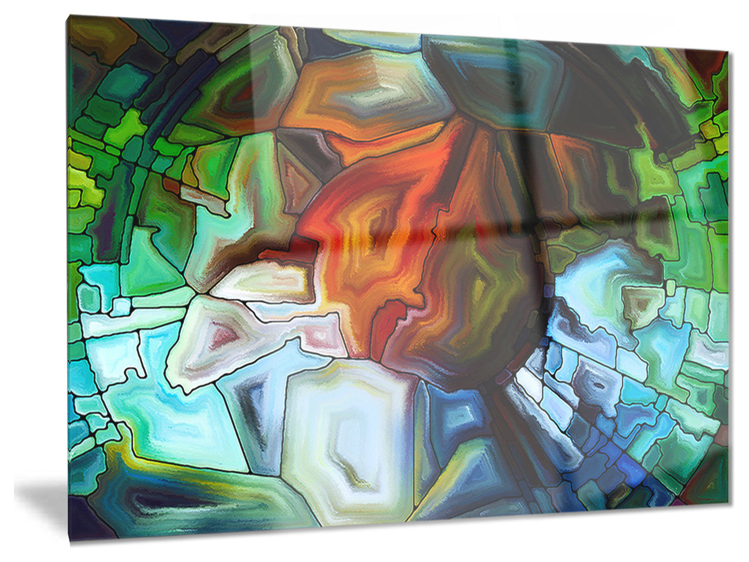 "Abstract Stained Glass Design" Abstract Glossy Metal Wall Art, 28"x12 ...