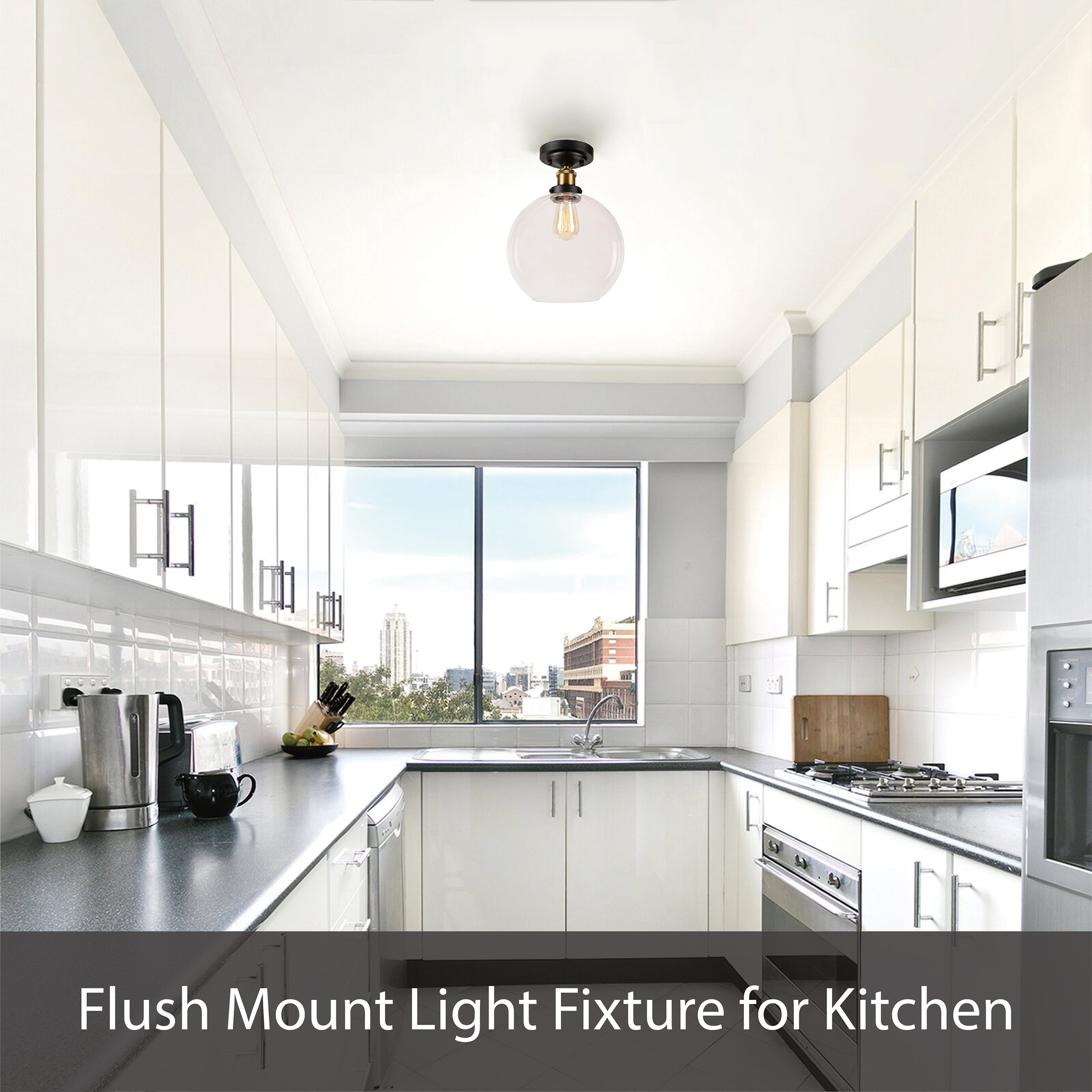 63002L-2 LED Large Flush Mount Ceiling Light Fixture, White 11 ...