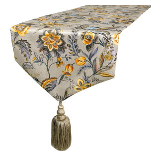 Merlin - Grey Satin Decorative Table Runner, 14"x36" - Traditional ...