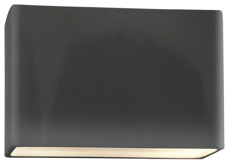 Ambiance Small Rectangle (Outdoor) LED Wall Sconce, Closed, Gloss Grey ...