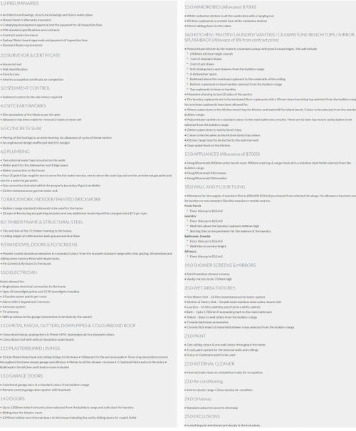 Inputs needed : How does these Standard Inclusions look to you? | Houzz AU