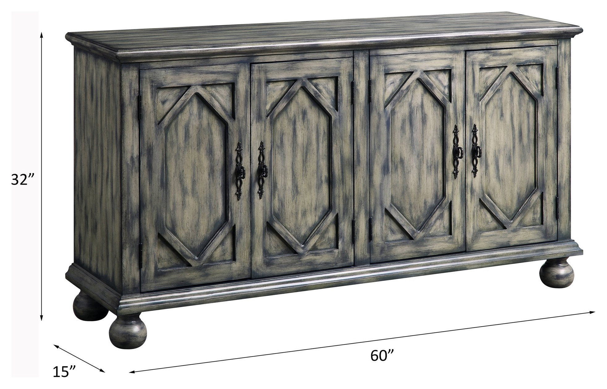 Console Table, Large Design With Bun Feet & Geometric Doors Accent ...