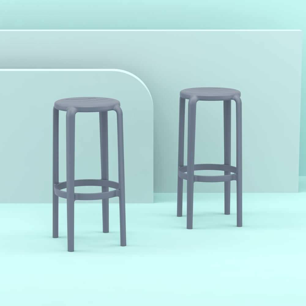 Tom Resin Bar Stool Dark Gray - Contemporary - Bar Stools And Counter ...