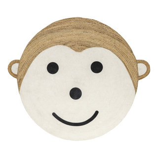 Nuloom Weylyn Monkey Handwoven Kids Jute Rug, Ivory, 6' Round ...